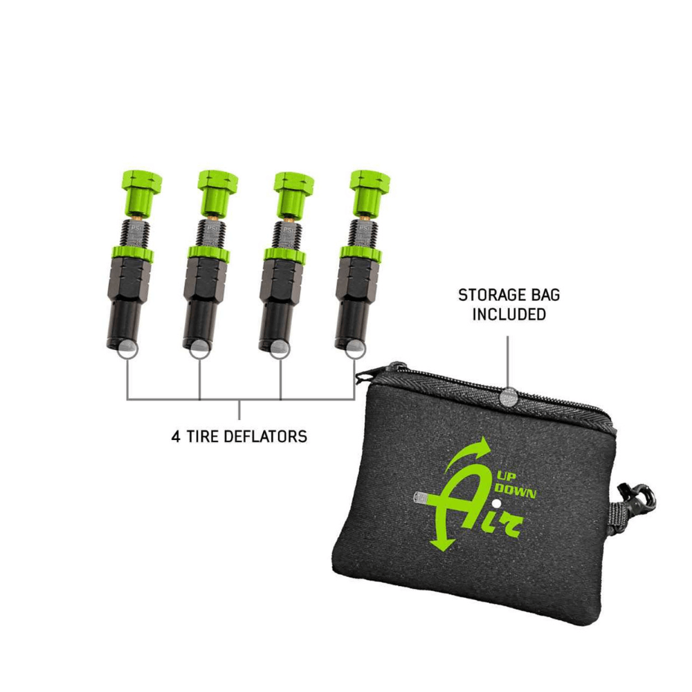 4 Piece Adjustable Tire Deflator Kit & Storage Bag | PSI 10-30 Lbs.