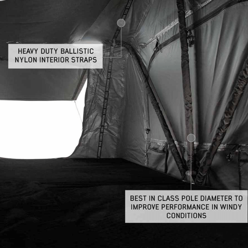 HD Nomadic 2 Extended Soft Shell Roof Top Tent, Grey Body & Green Rain