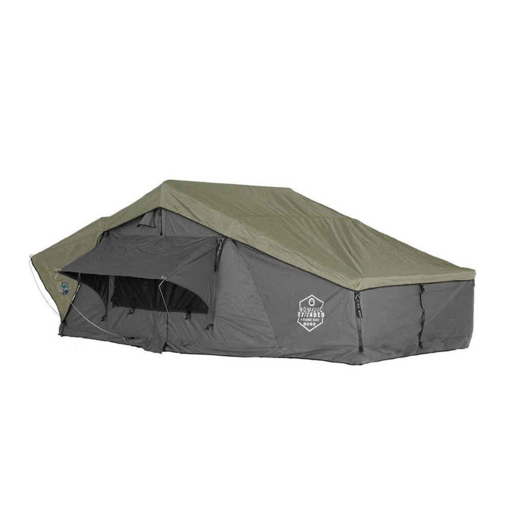 HD Nomadic 2 Extended Soft Shell Roof Top Tent, Grey Body & Green Rain