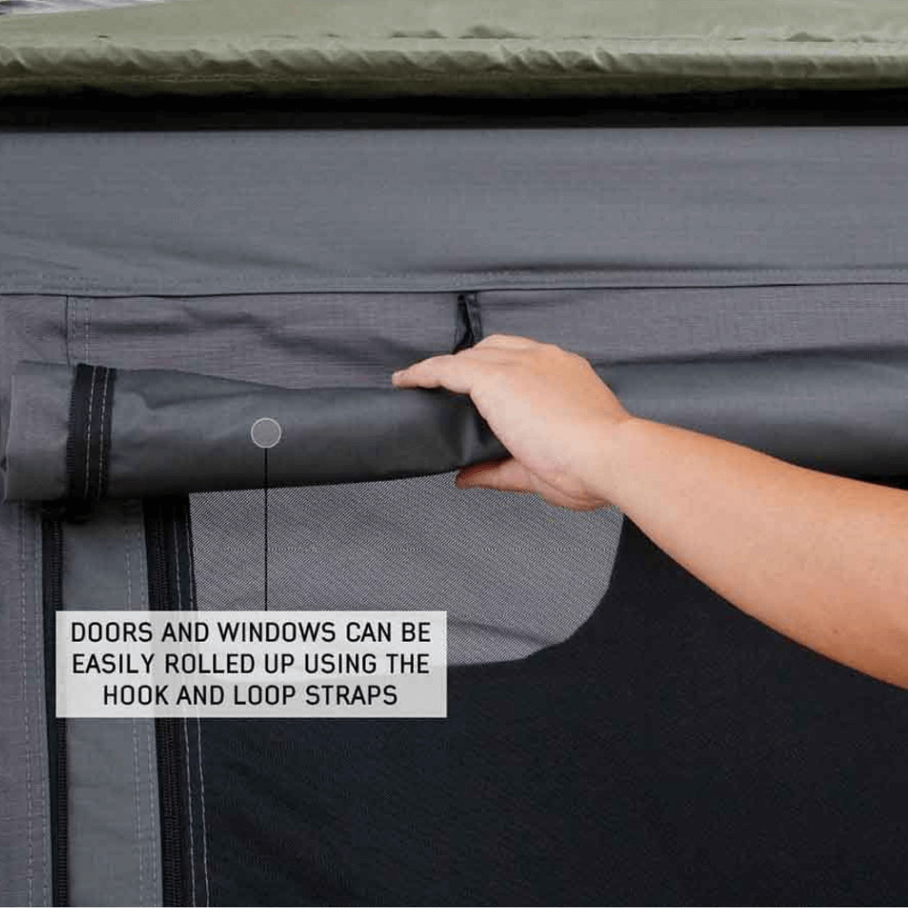 HD Nomadic 3 Standard Soft Shell Roof Top Tent, Grey Body & Green Rain